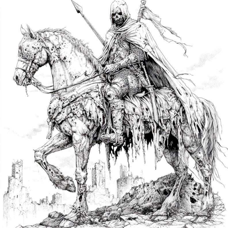 Undead Knight Coloring Pages: 8 Horror Designs for Adults to Unleash ...