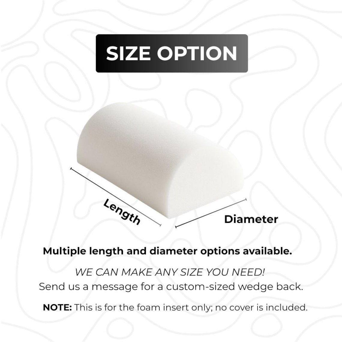 Half Moon Bolster Foam Insert (no Cover), Semi Round Bolster, Half ...