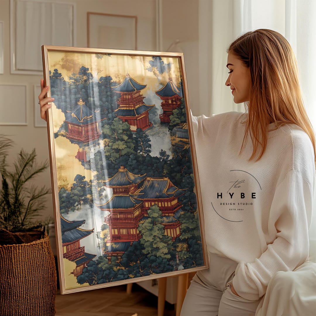 Kyoto Temple Fushimi Inari Shrine Anime Wall Art Sakura Art Retro Anime ...