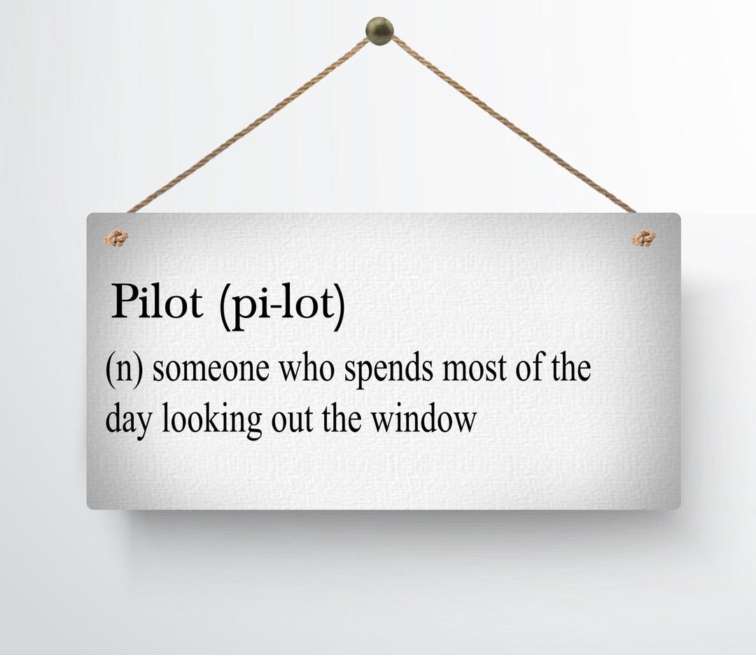 Pilot Definition Funny Metal Hanging Wall Plaque Gift Present Birthday ...
