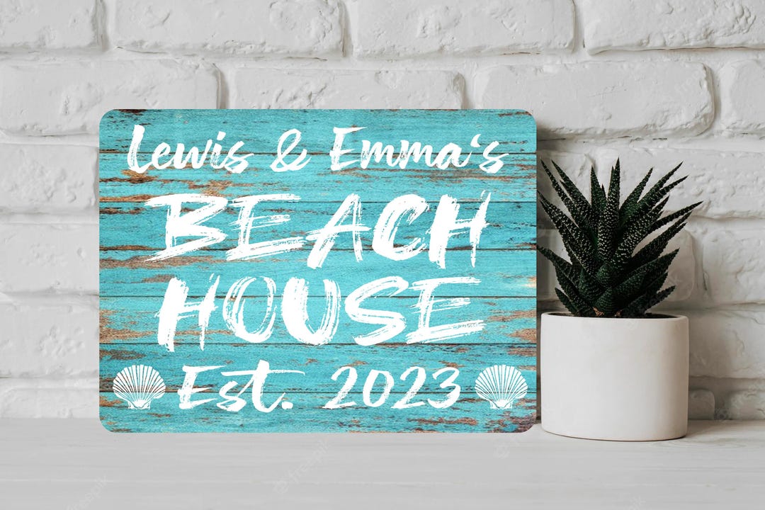 Personalised Beach House Metal Sign Wedding Housewarming Holiday Gift ...