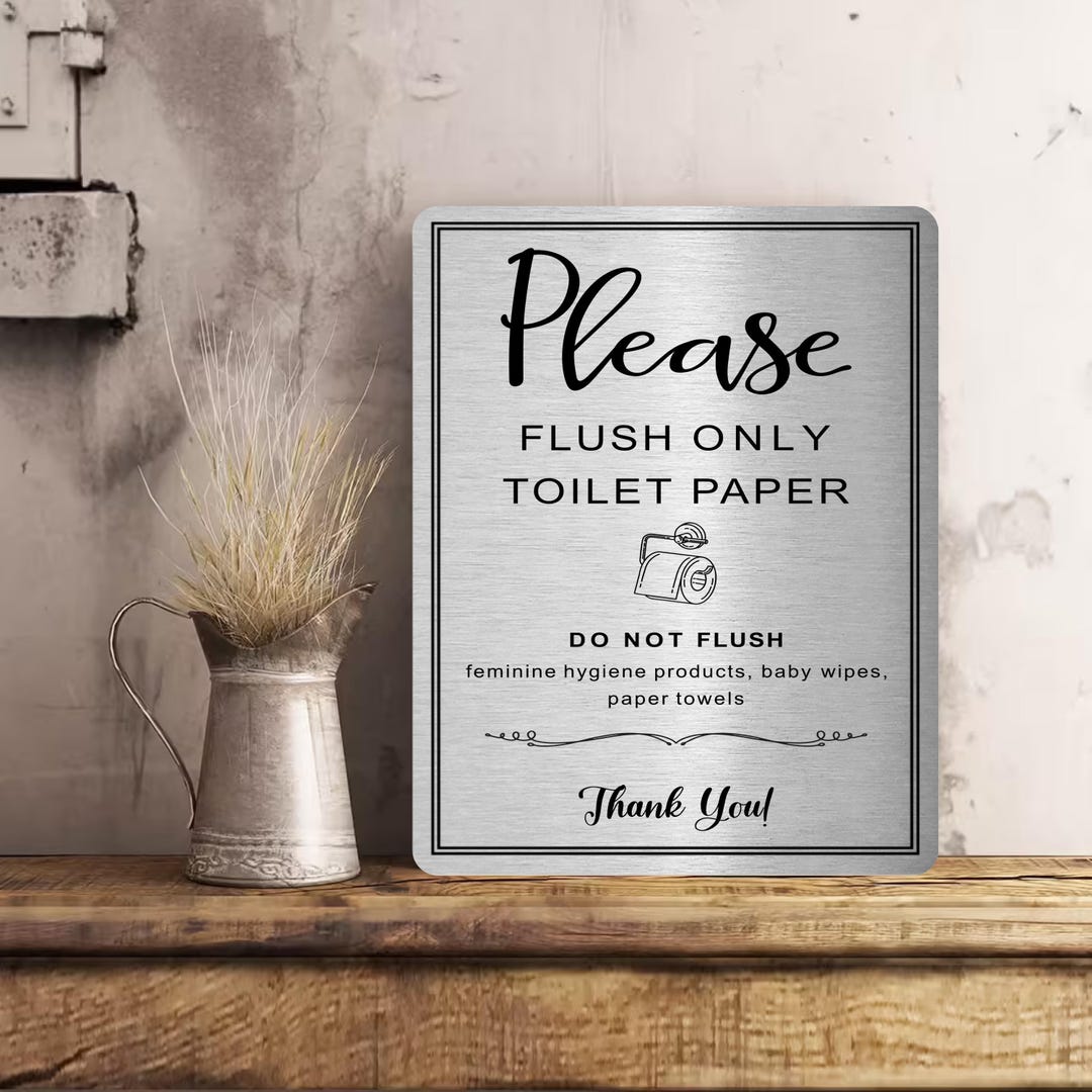 Handmade Metal Toilet Sign: Flush Toilet Paper Only - Etsy
