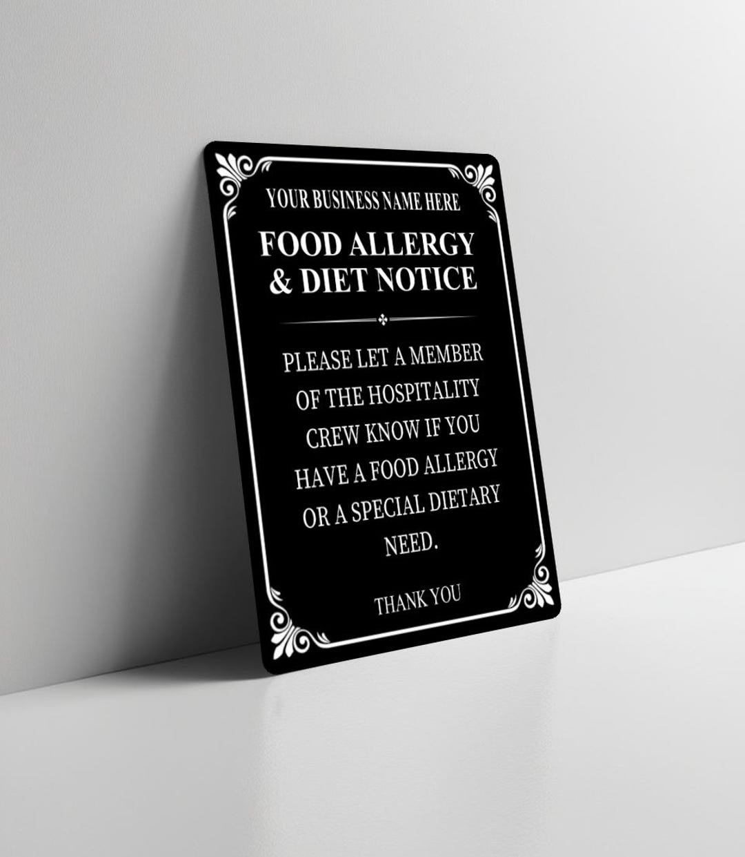 PERSONALISED Metal Restaurant Cafe Wall Sign Food Allergy & Diet Notice ...
