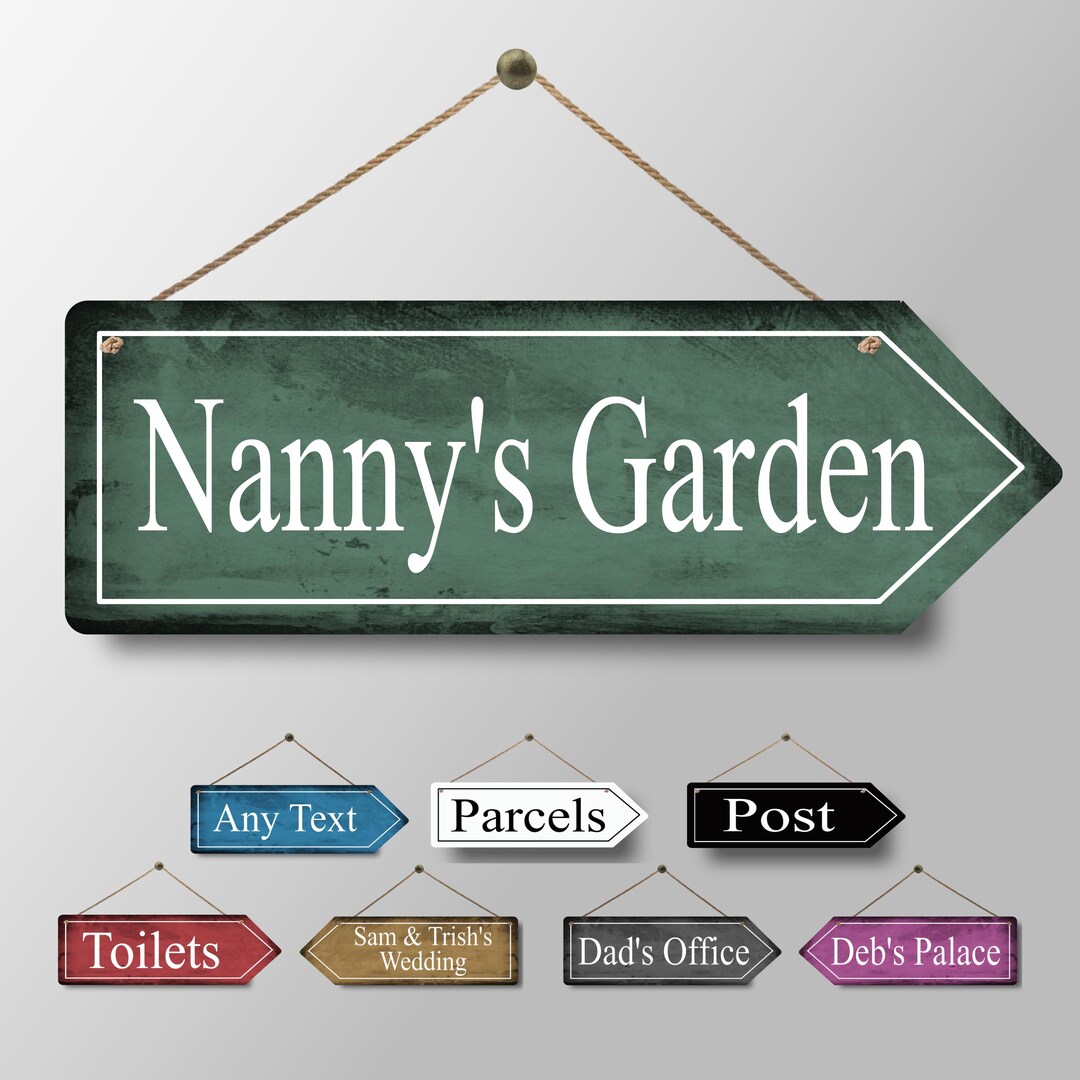 Personalised Colour Metal Arrow Sign Hanging Plaque Gifts Custom Any ...