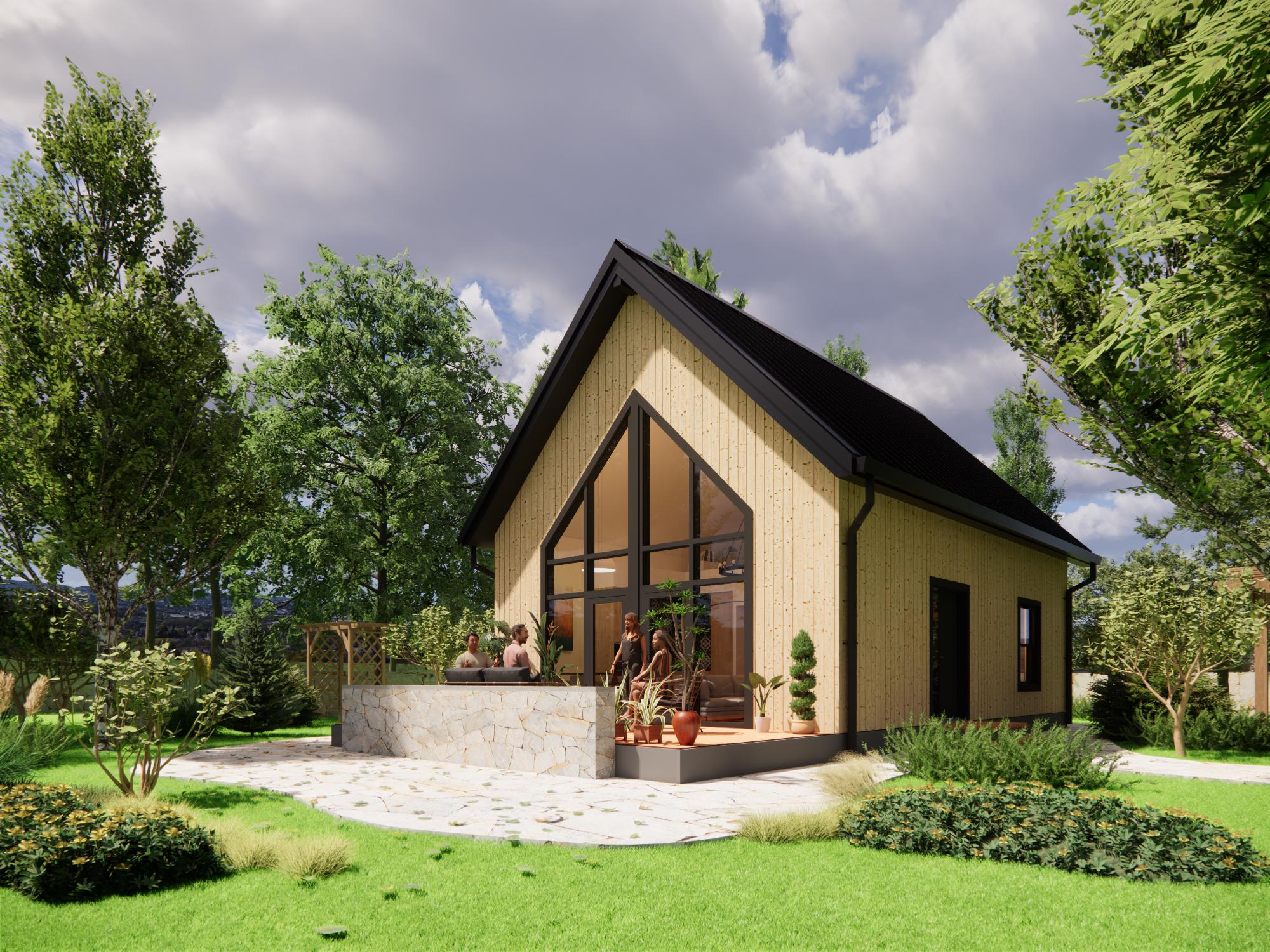 Modern Small Cabin House Plan – 683.4 Sq/ft Main Living + 301.7 Sq/ft ...