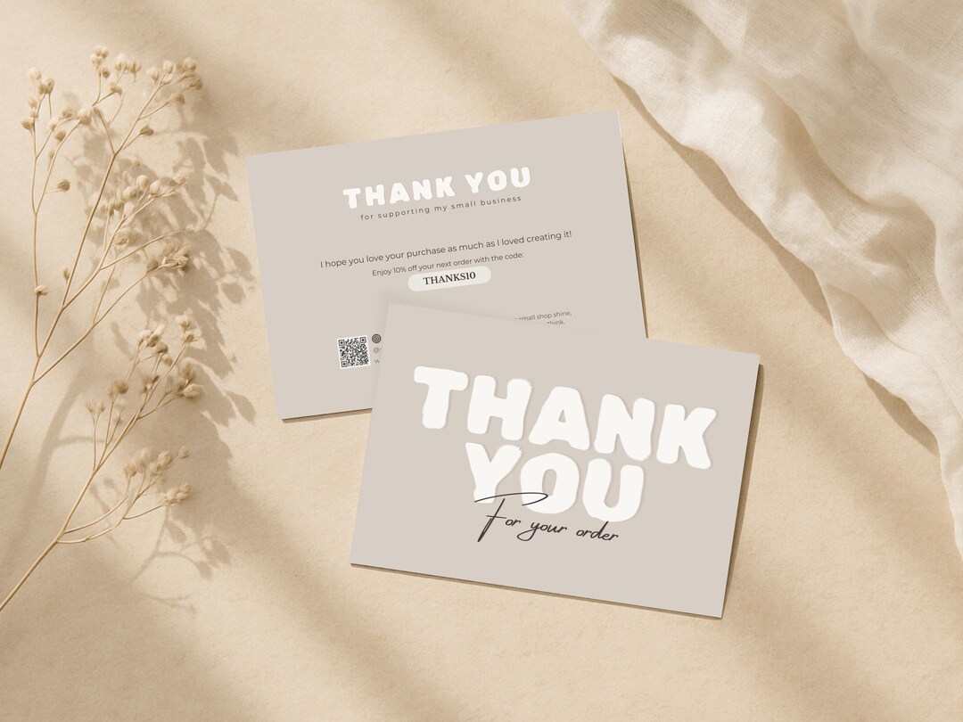 Small Business Thank You Insert Card Template | QR Code Feedback ...