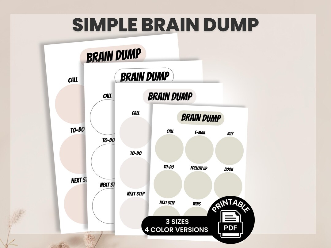 ADHD Brain Dump Sheet Printable · Mind Declutter Worksheet · Instant ...