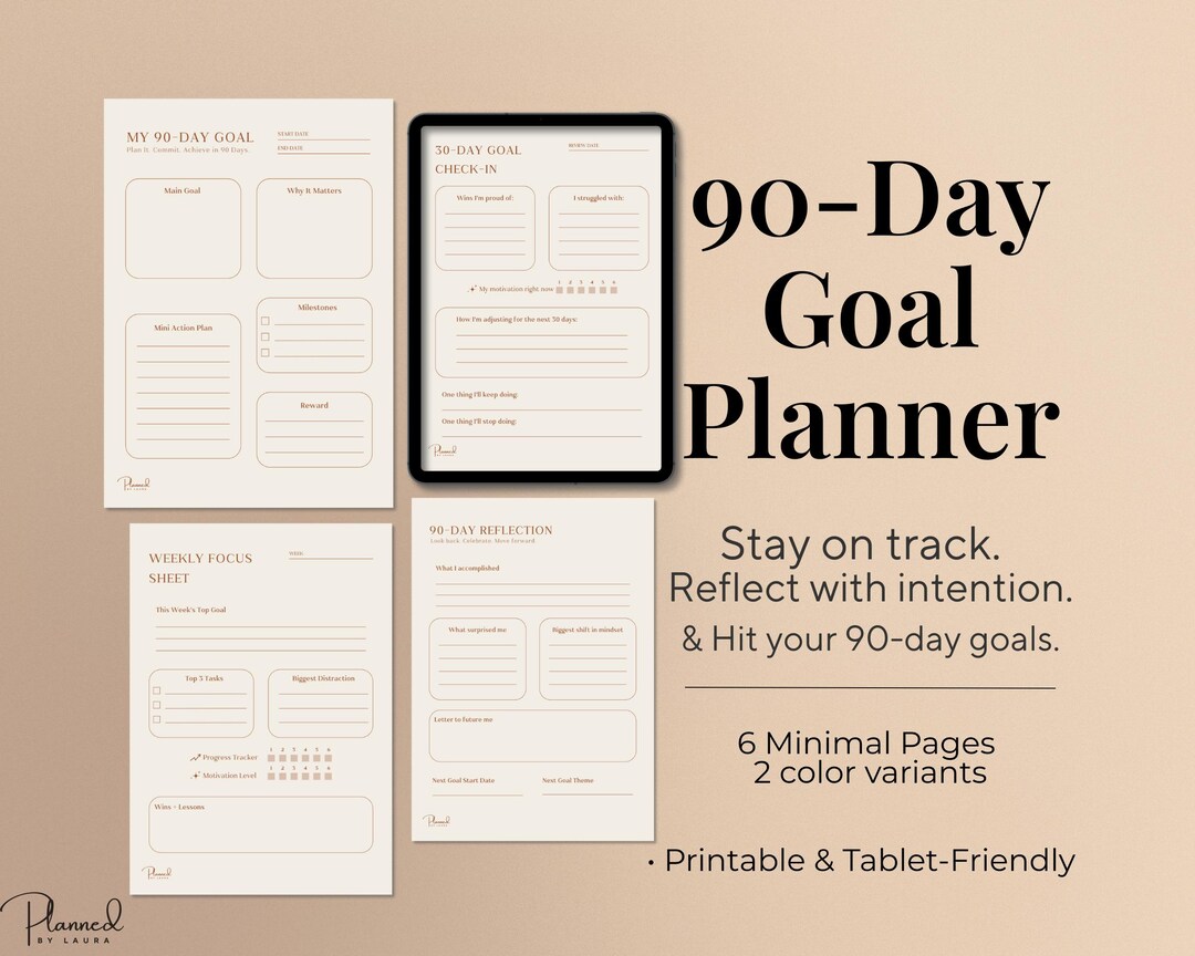 90 Day Goal Planner Printable, Goal Setting and Progress Tracker PDF ...