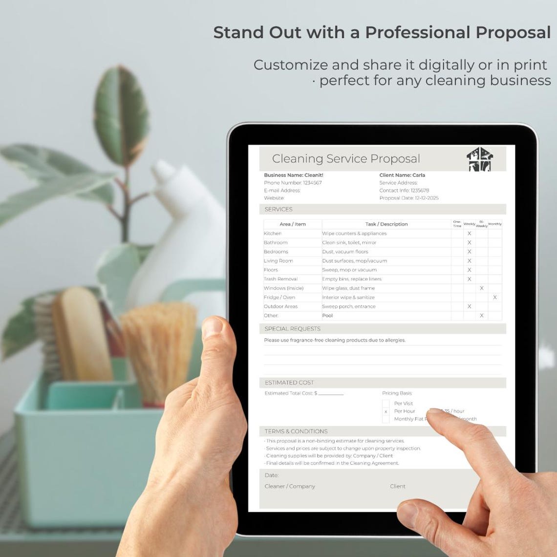 Cleaning Service Proposal Template · Editable Estimate for Cleaners ...