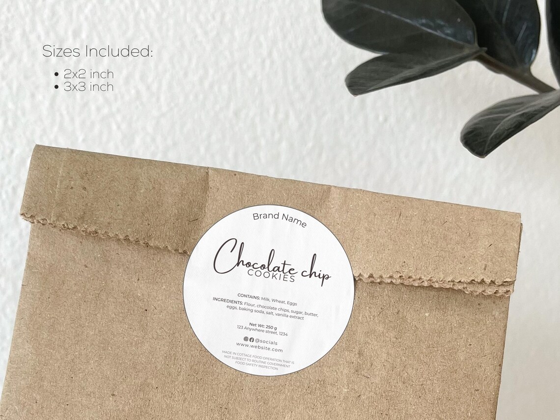Cottage Food Label Sticker, Editable Ingredient Bakery Label Template ...