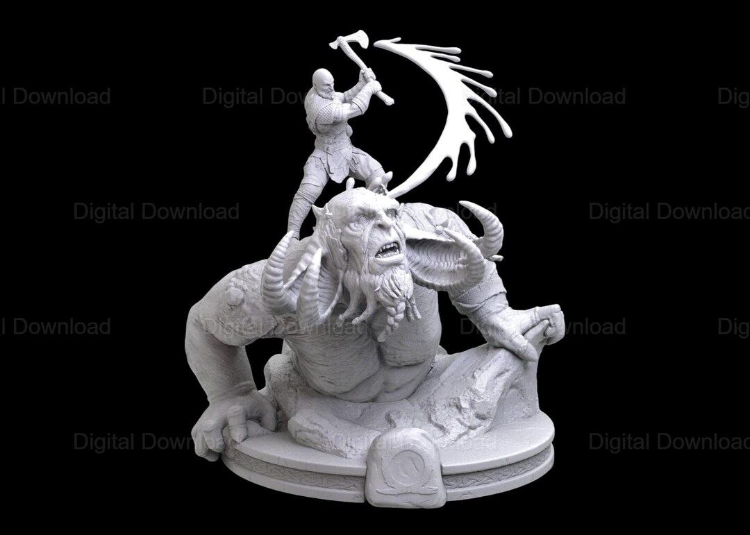 God of War STL, Kratos Vs Troll STL, Kratos Vs Troll 3D Model Print ...