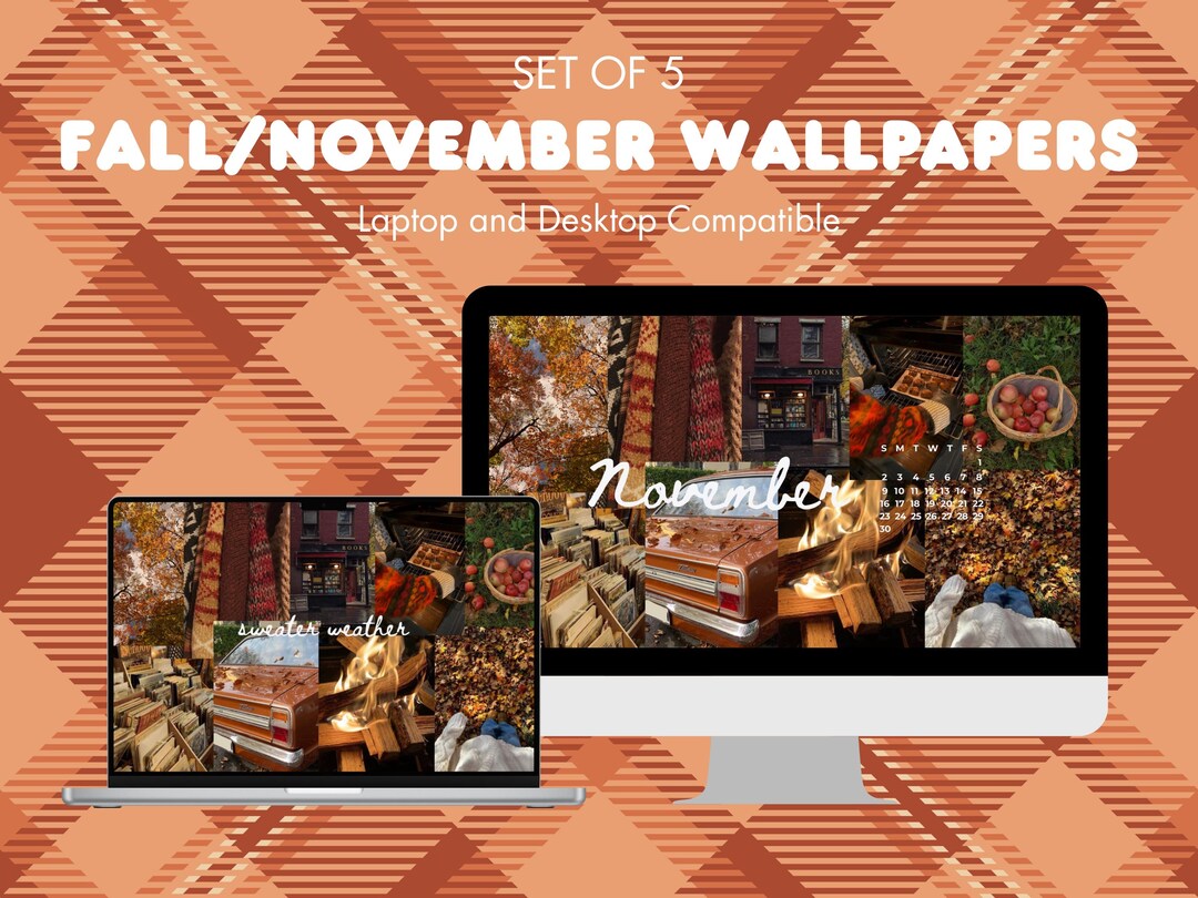 Set of 5 Fall Collage Wallpaper Downloads | Laptop and Desktop ...