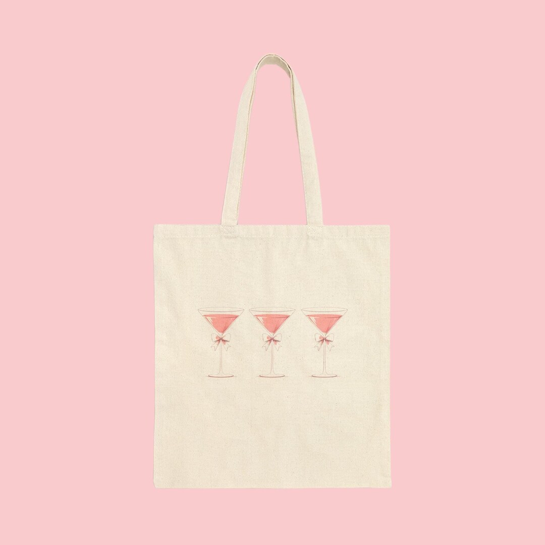Cotton Canvas Tote Bag Martini Glass Tote Bag, Cocktail Lover Gift ...