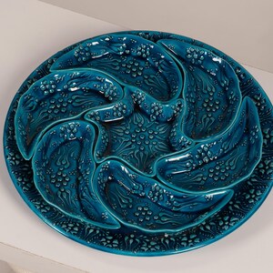 Turquoise Teal Ceramic Snack Serving Set, Handmade Turkish Pottery ...