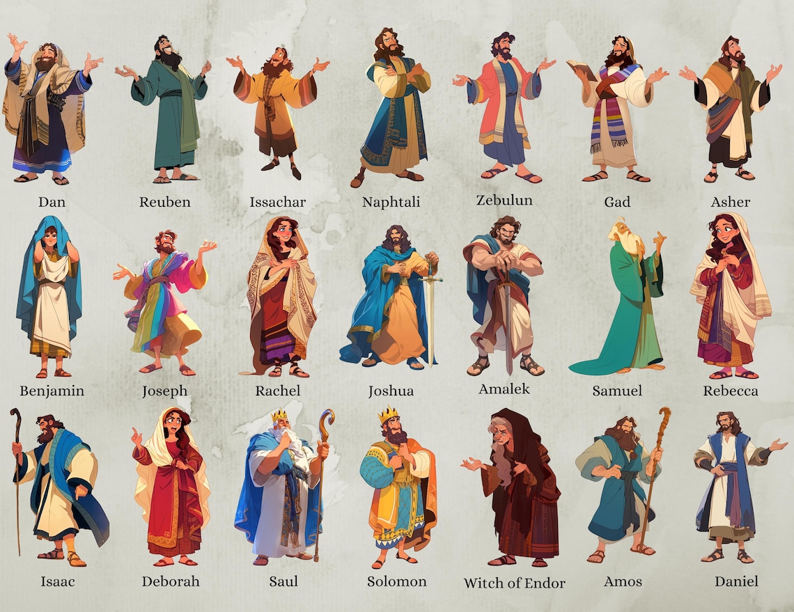 Biblical Figures Clipart PNG | Christian Character Illustrations ...
