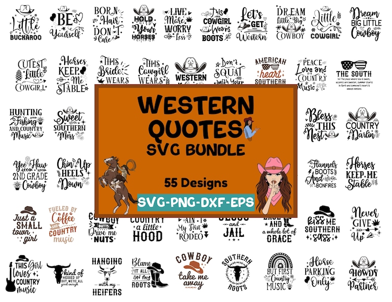 Western Quotes SVG Bundle, Country Cowboy Saying SVG, Rustic Rodeo ...