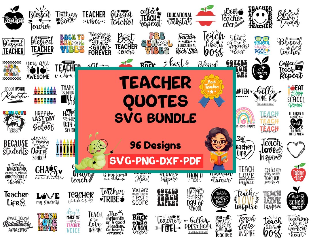 Teacher SVG Bundle | Funny Teacher Quotes | Teacher Shirt Svgs | Back ...