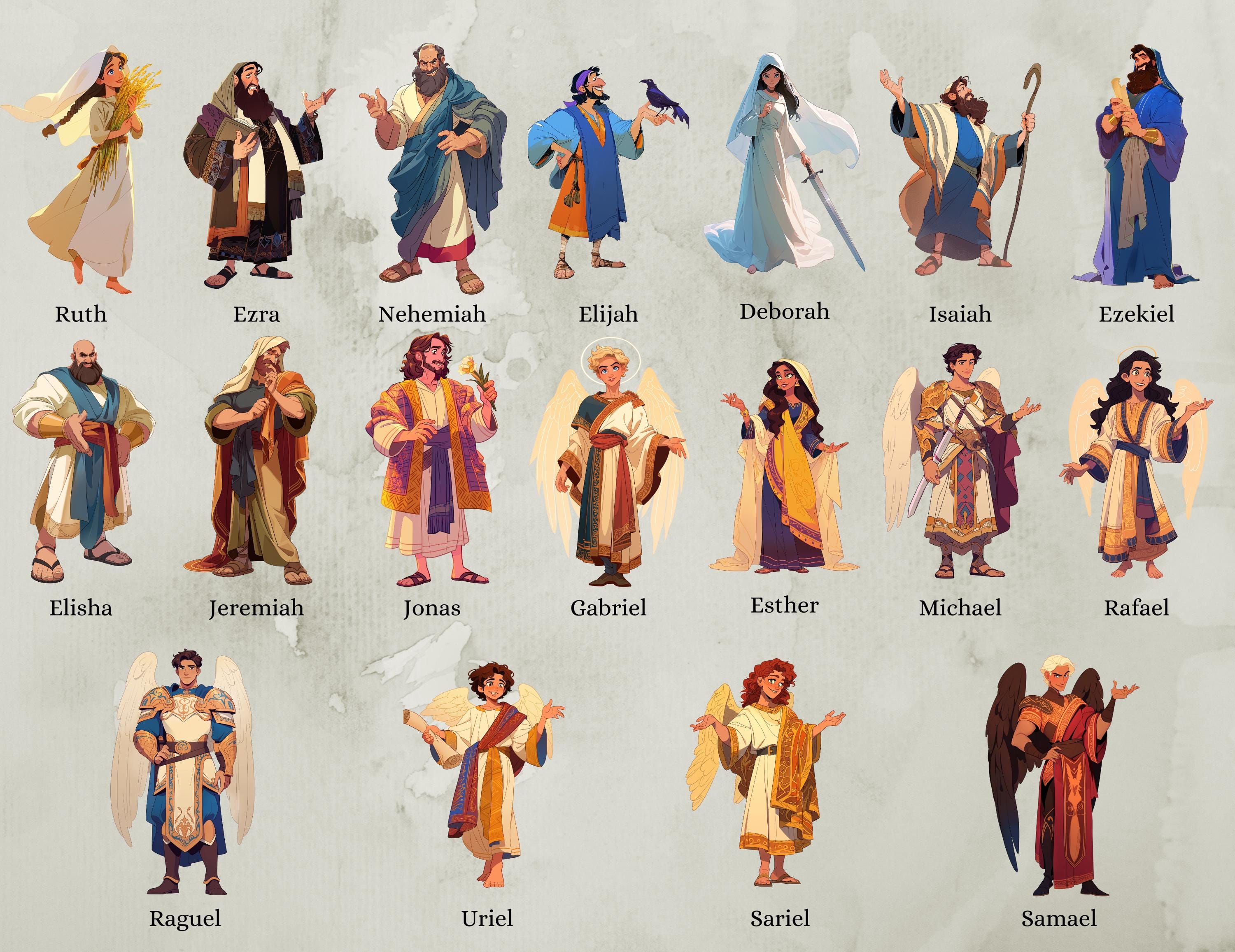 Biblical Figures Clipart PNG | Christian Character Illustrations ...