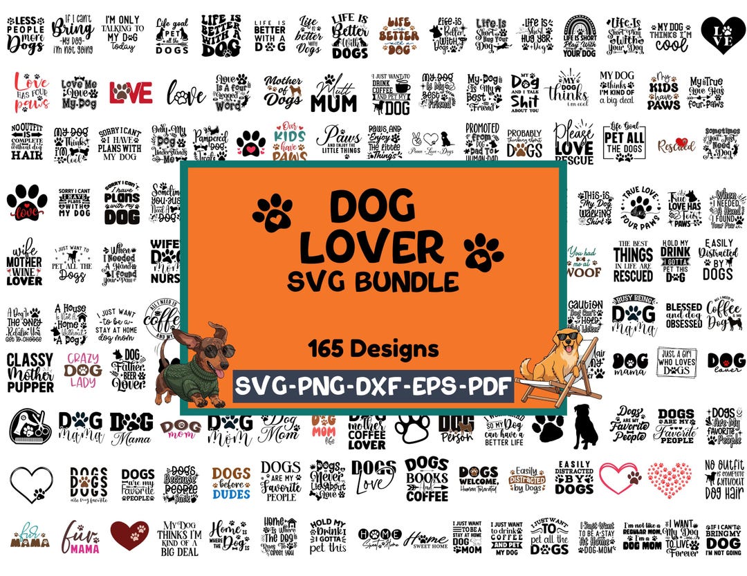Dog Lover SVG Bundle | Dog Mom Quotes, Paw Print Clipart, Funny Puppy ...