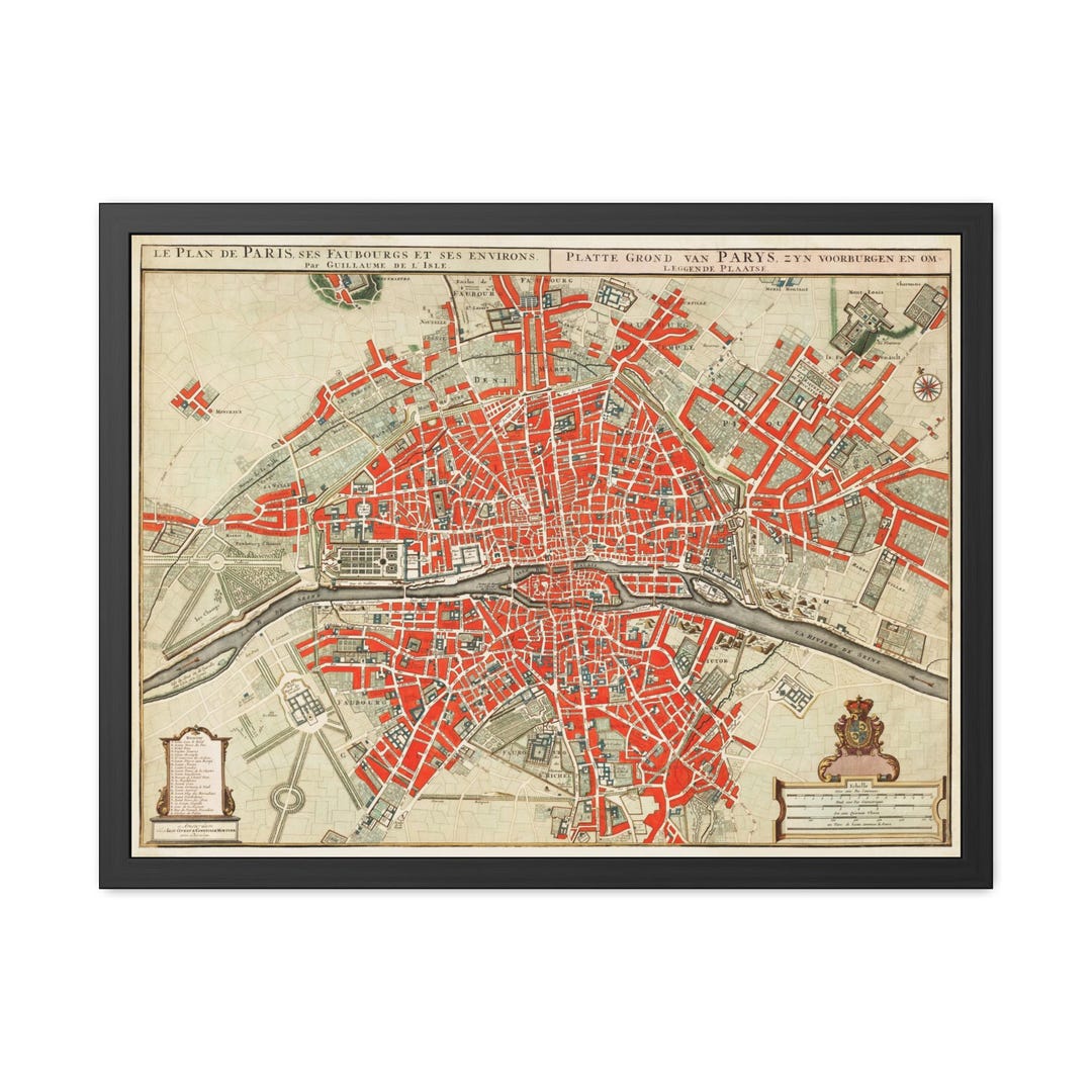 Plattegrond Van Parijs (ca. 1721–1774) - Guillaume Delisle - Vintage ...