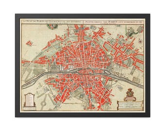 Vintage Paris Map - Plattegrond Van Parijs (ca. 1721–1774) Digital Download - Etsy