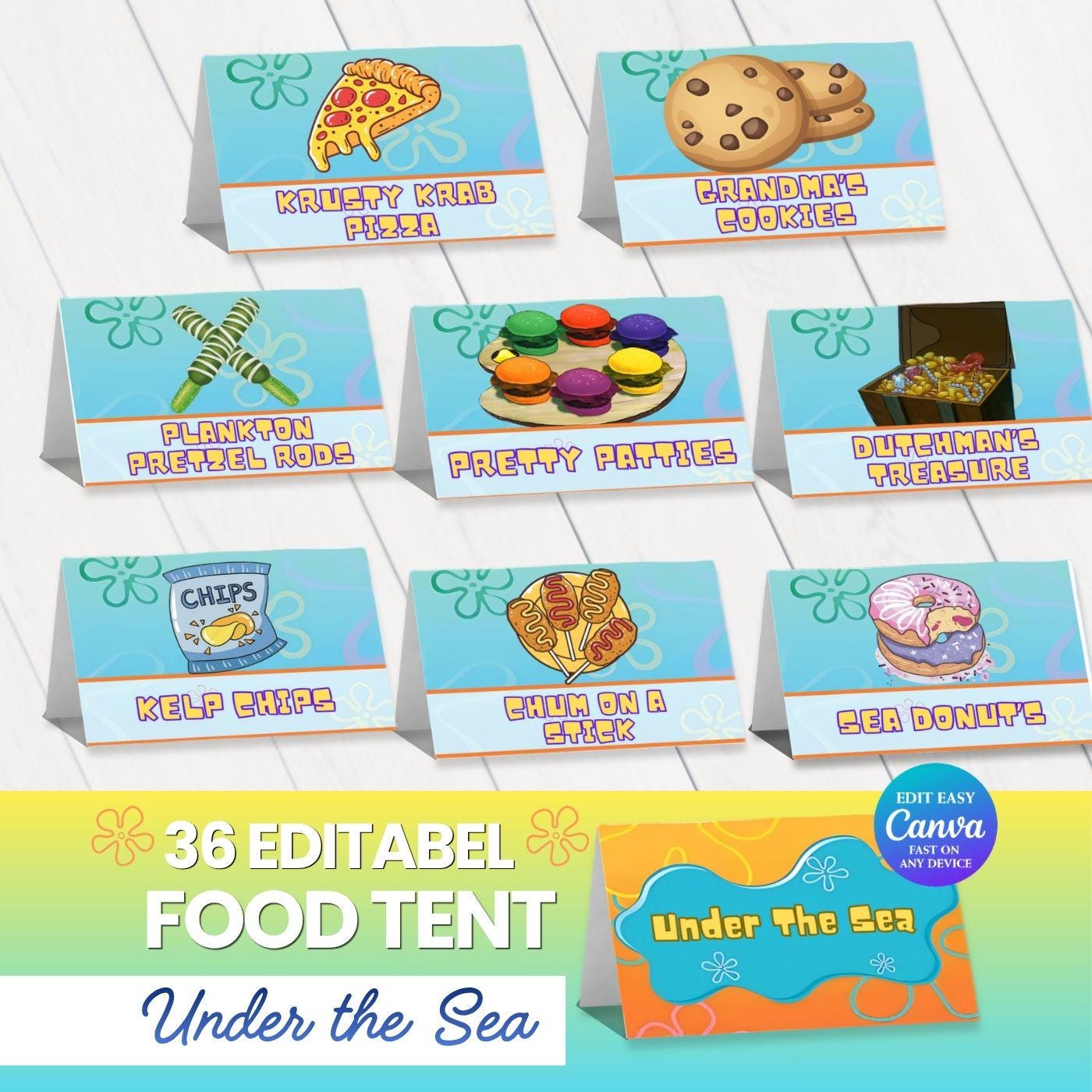 Editable Food Labels | Under the Sea Party | 36 Cartoon Birthday Party ...