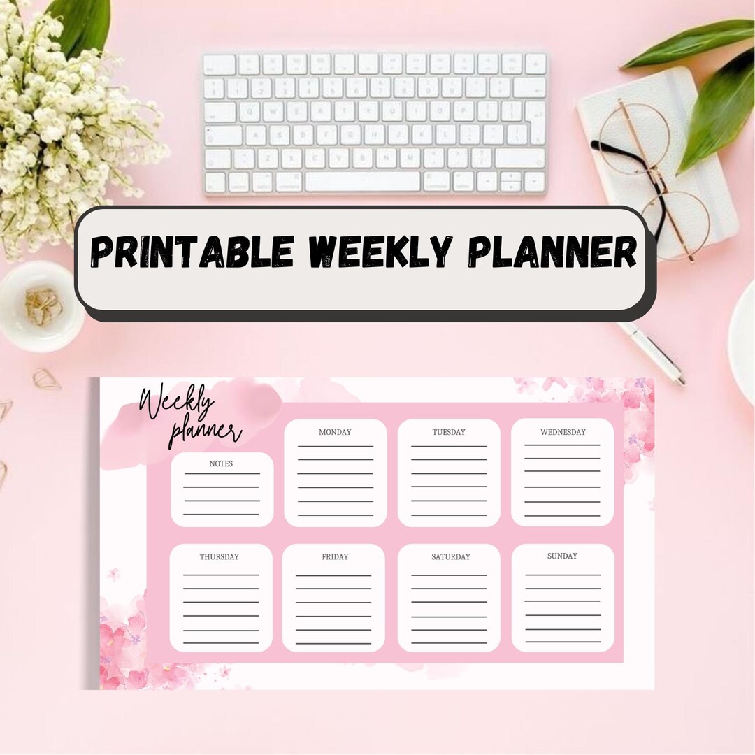Digital Weekly Planner Printable Pink Organising Soft by Evitesandmore ...