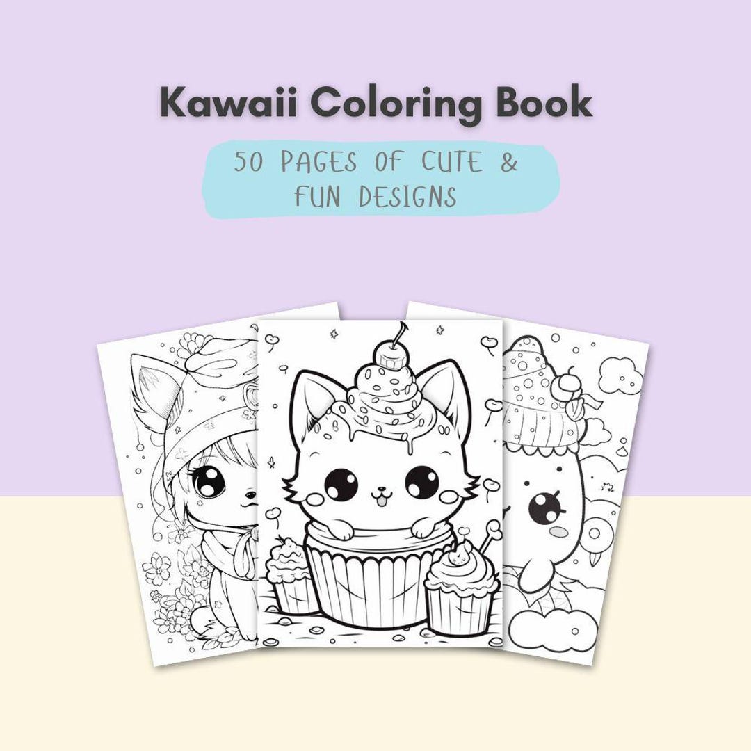 Printable Kawaii Coloring Book | Fun & Cute Designs for Kids - Etsy