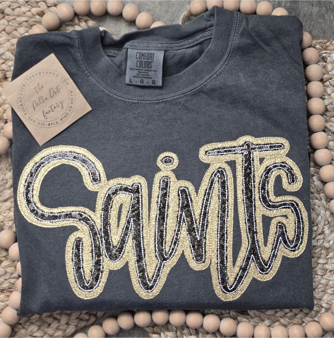 SAINTS Sequin Glitter Htv T-shirt, Crewneck Comfort Colors, Sequin ...