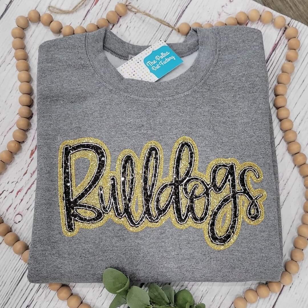 BULLDOGS Sequin Glitter Htv Sweatshirt, Crewneck Sweatshirt, Sequin ...