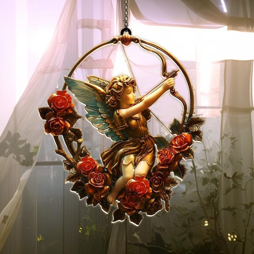 Romantic Cupid Suncatcher, Valentine's Day Window Hanging, Love Decor ...