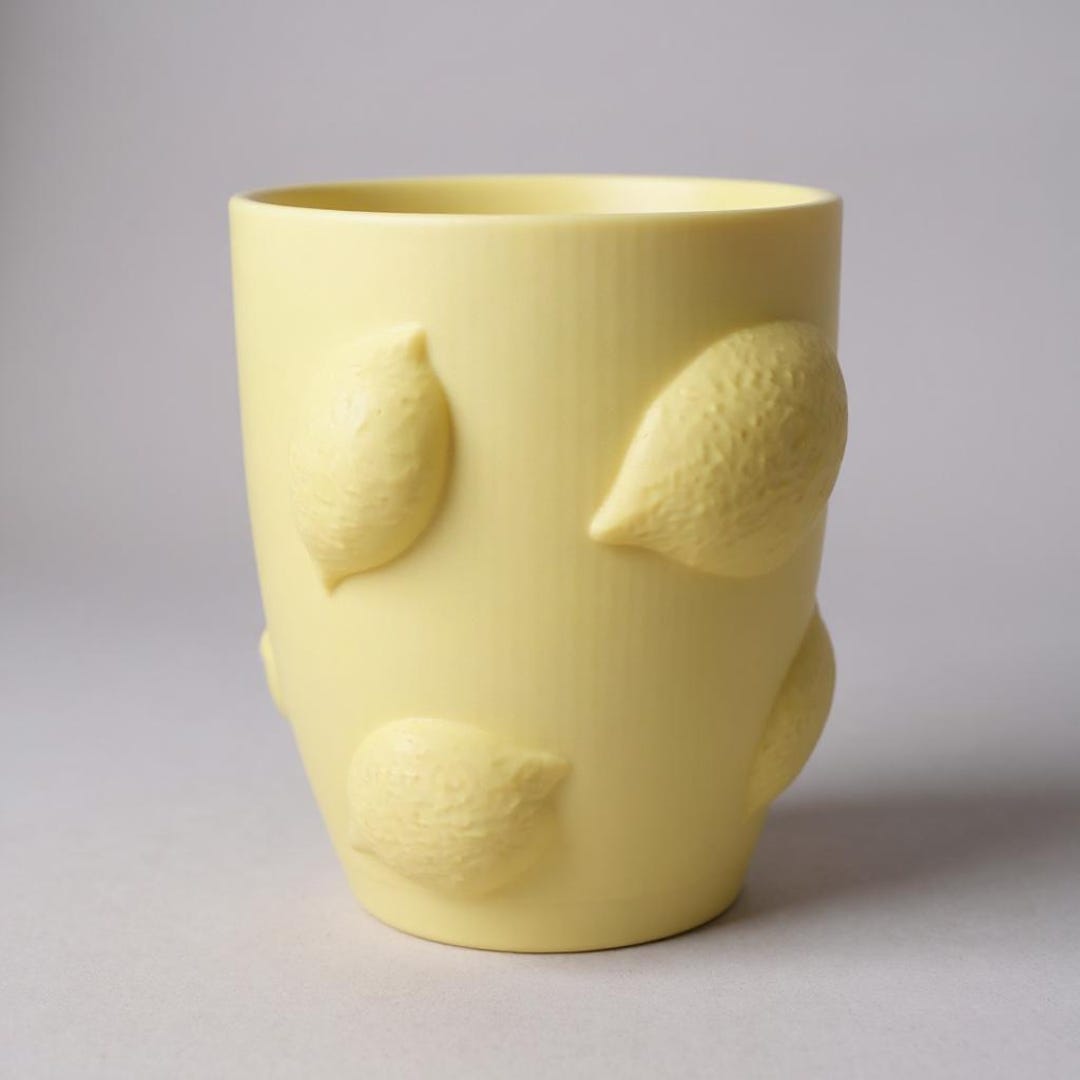 3D Printed Lemon Vase – Citrus Texture Yellow Planter – Fun Kitchen or ...