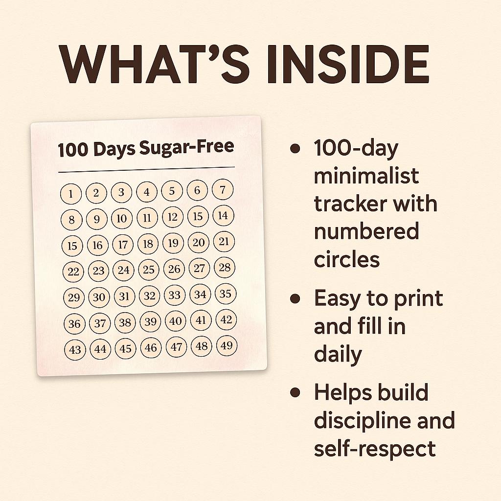 100 Days Sugar-free Challenge – Printable Tracker PDF – Healthy Habits ...