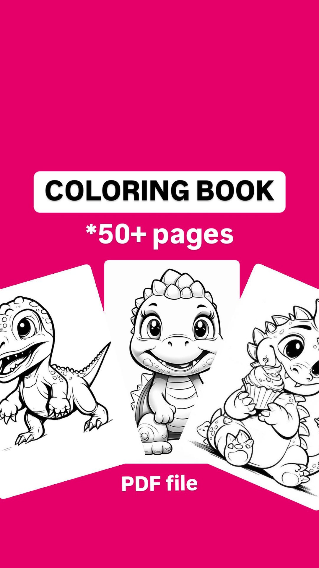 50 Cute Dinosaur Pictures for Kids Coloring Pages, Printable PDF, Kids ...