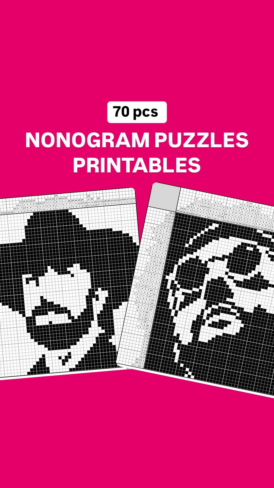 70 Nonogram Puzzles for Adults With Answers – Japanese Picture ...