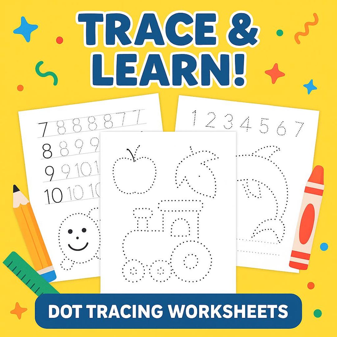 40 Printable Dot-to-dot Tracing Pages for Kids – Number & Shape ...
