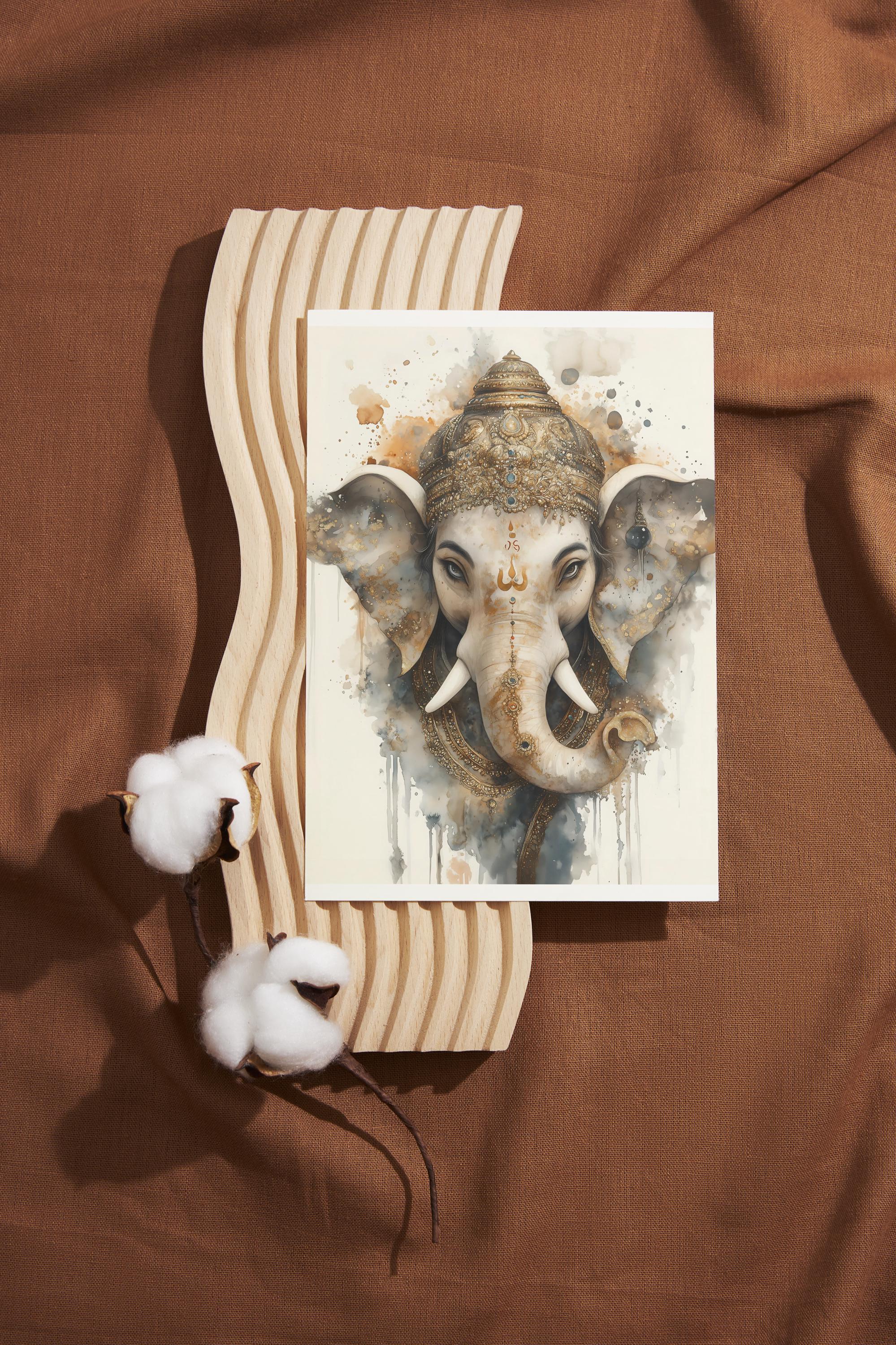 Ganesh Watercolor Portrait: Hindu God Digital Art Print (digital ...