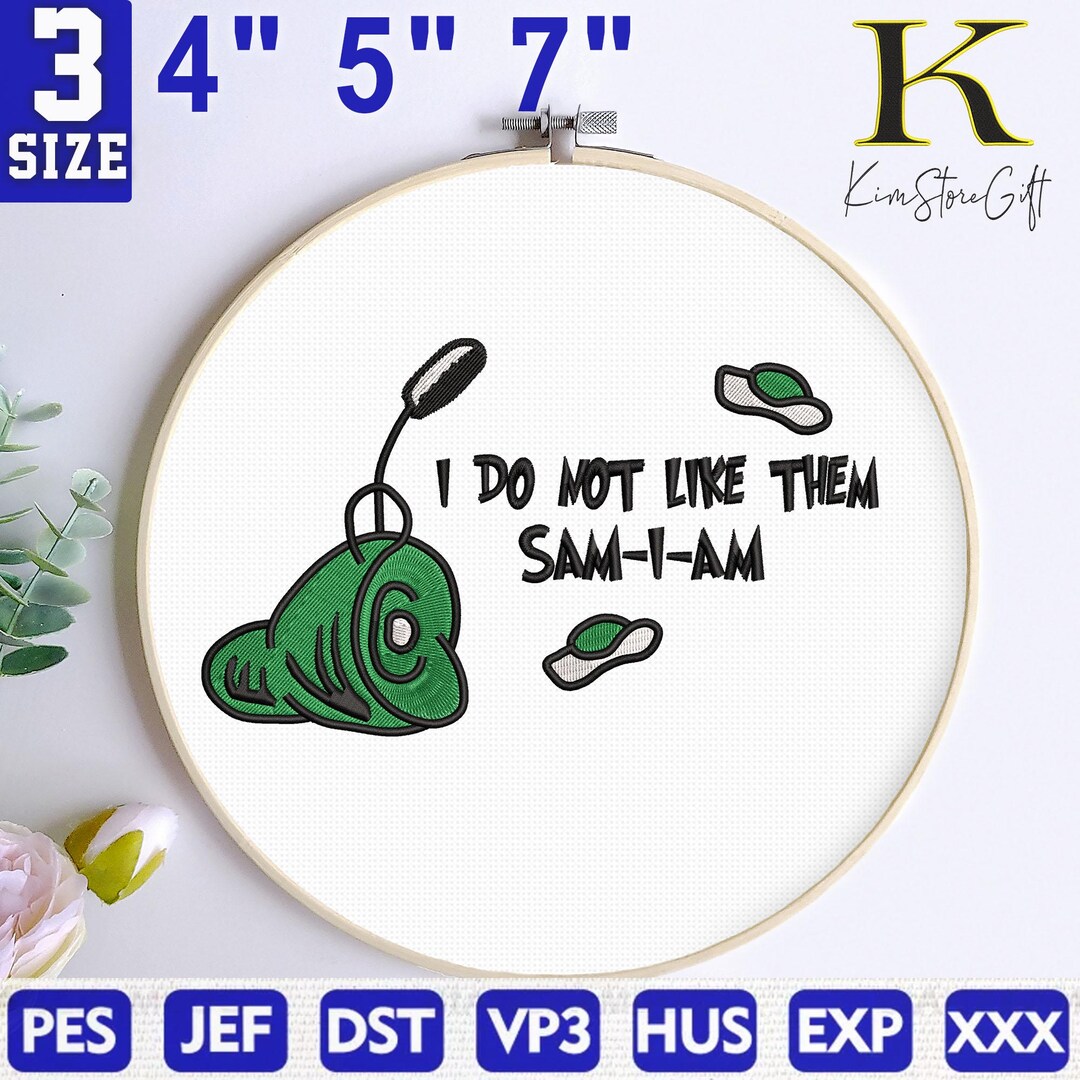 Sam I Am Embroidery Read Across America Embroidery Reading Week ...