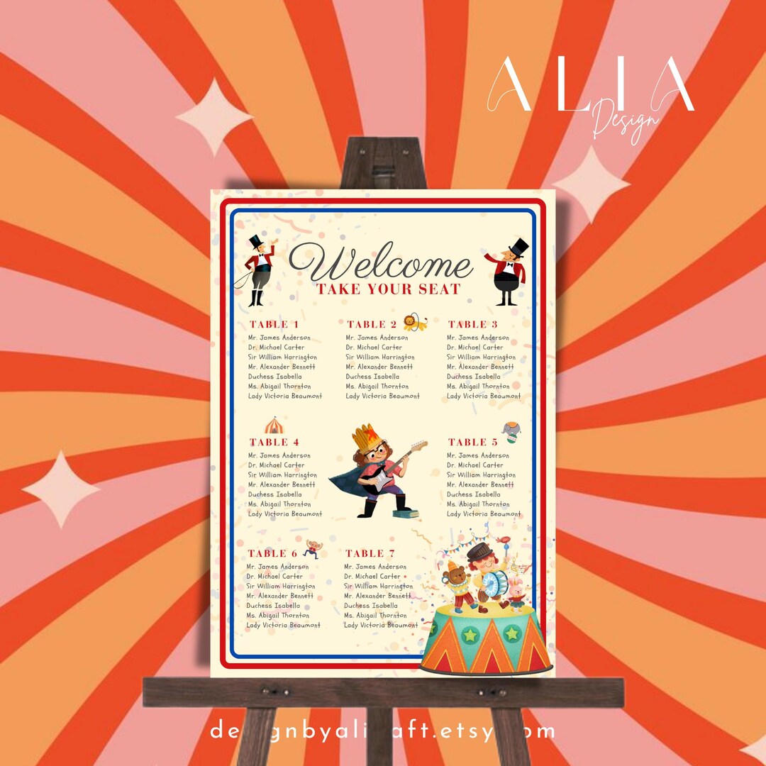 Circus Seating Chart Template - Editable Canva Design (digital Download ...