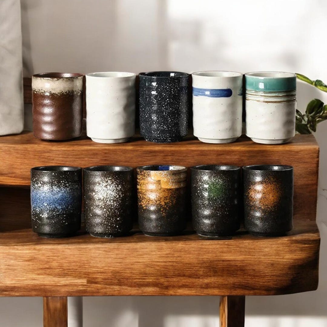 Japanese Ceramic Tea Cups | Handmade No Handle Coffee Mug | Rustic Wabi ...