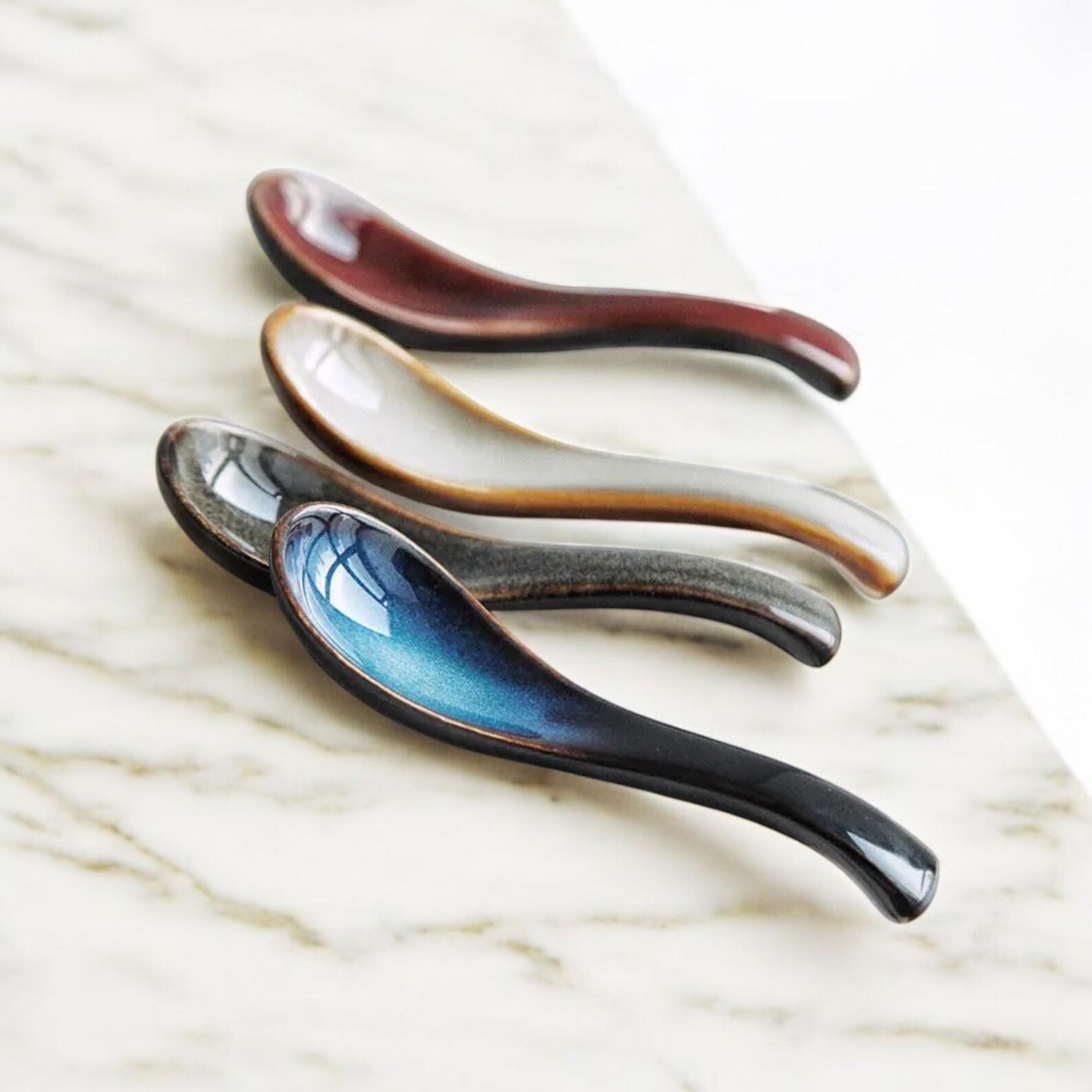 Handcrafted Ceramic Asian Soup Spoons – Aesthetic Pho Spoons for Ramen ...