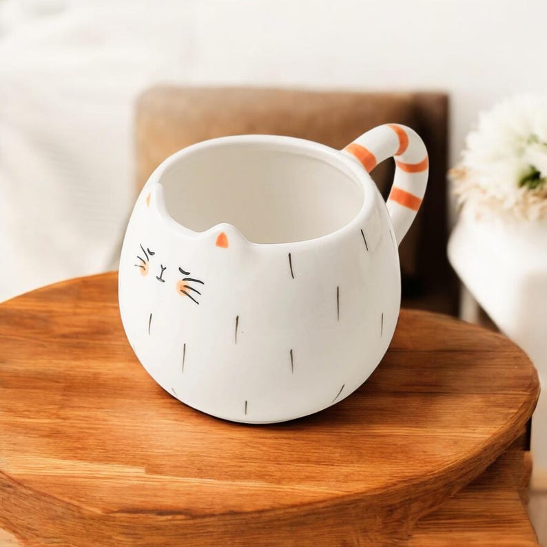 Handmade Ceramic Cat Mug - Cute Kitty Coffee Cup, Kawaii Cat Lover Gift ...