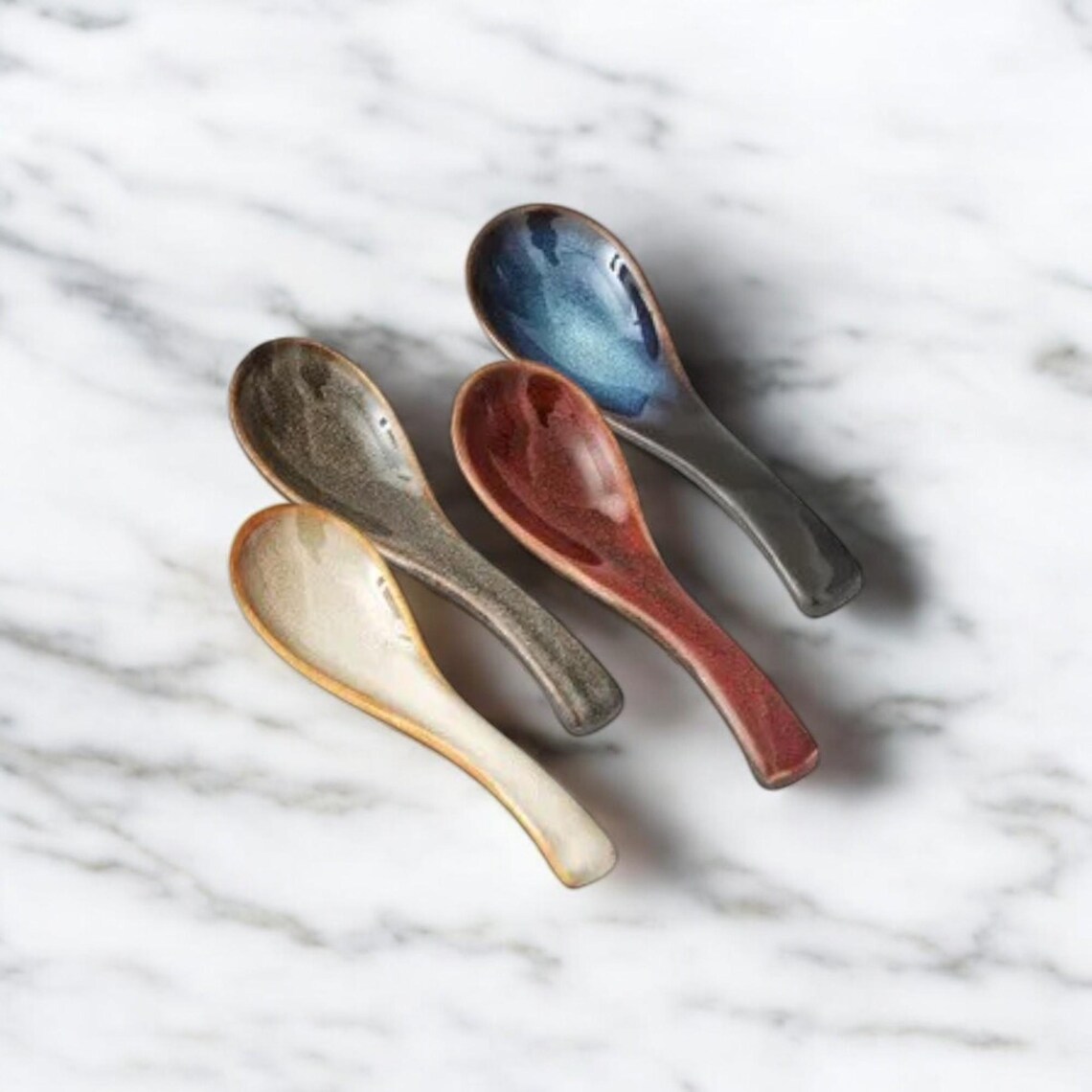 Handcrafted Ceramic Asian Soup Spoons – Aesthetic Pho Spoons for Ramen ...