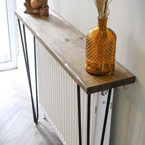 Rustic Scaffold Board Radiator Cover | Console Table With 3 Rod Hairpin ...