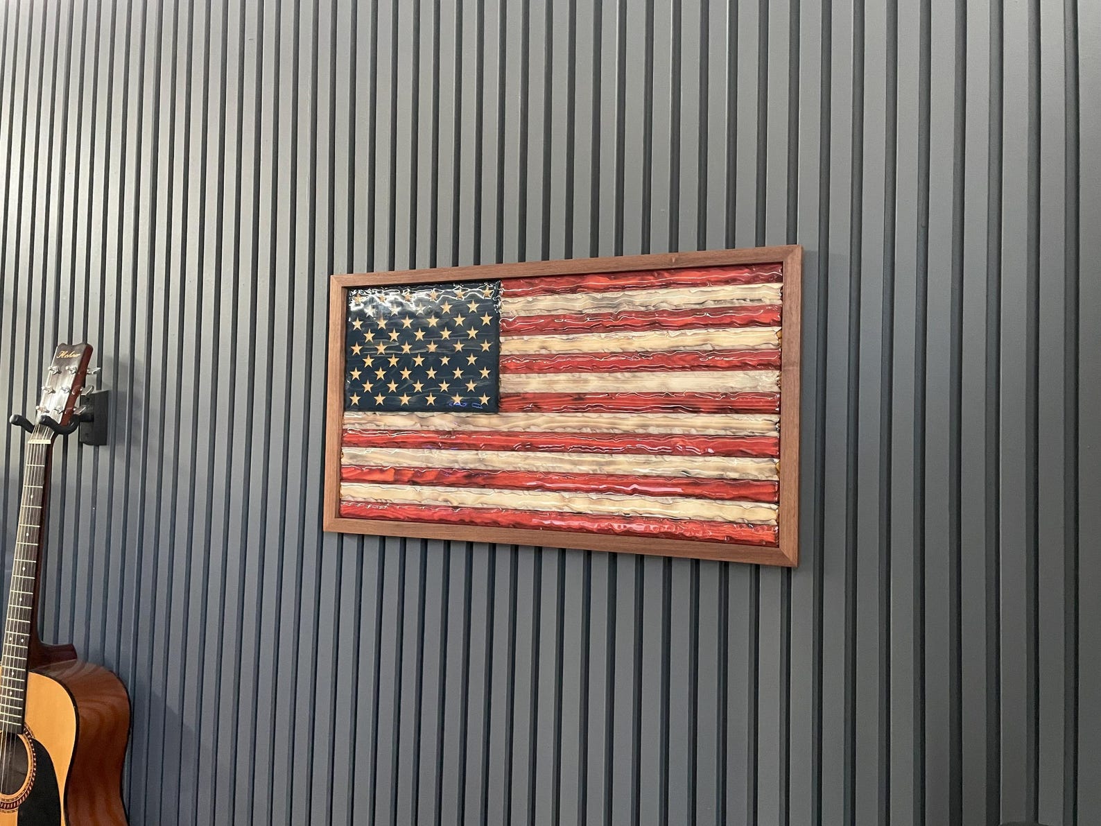 Handcrafted Wooden American Flag With CNC Stars and Glossy Resin Finish ...