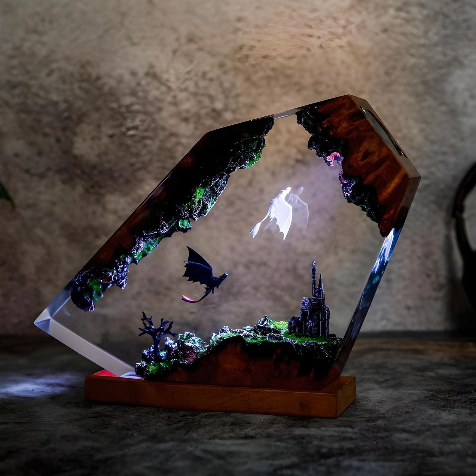 Diorama HTTYD Epoxy Lamp, Toothless and Light Epoxy Lamp Handmade Resin ...