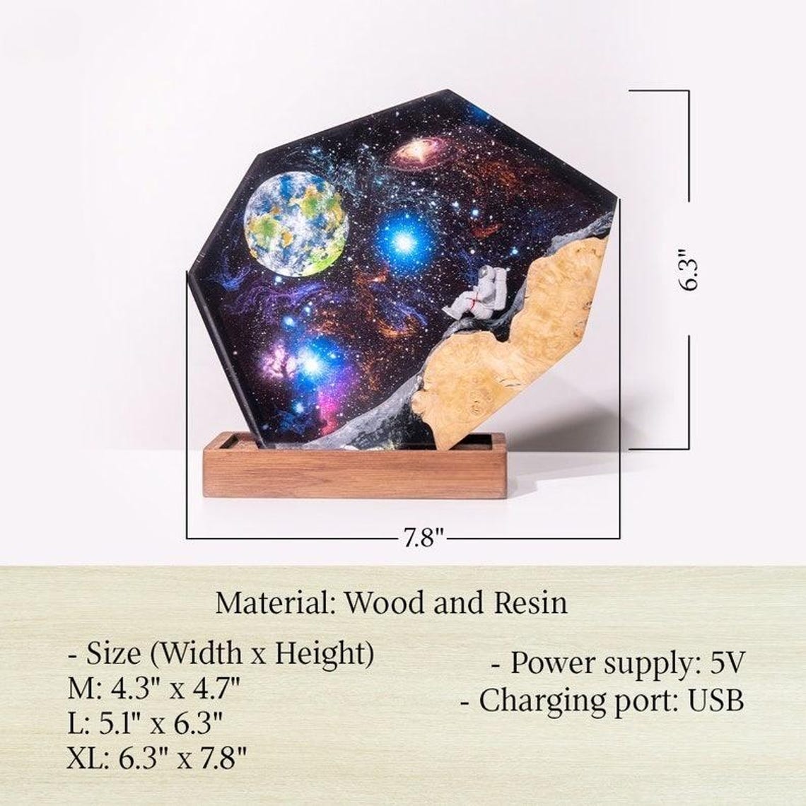 INTERSTELLAR EPOXY LAMP, Space Galaxy Resin and Wood Night Light ...