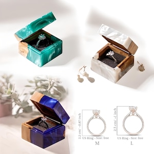 Elegant Custom Engagement Ring Box , Handmade Resin and Wood , Unique Proposal & Bridal Gift - Etsy