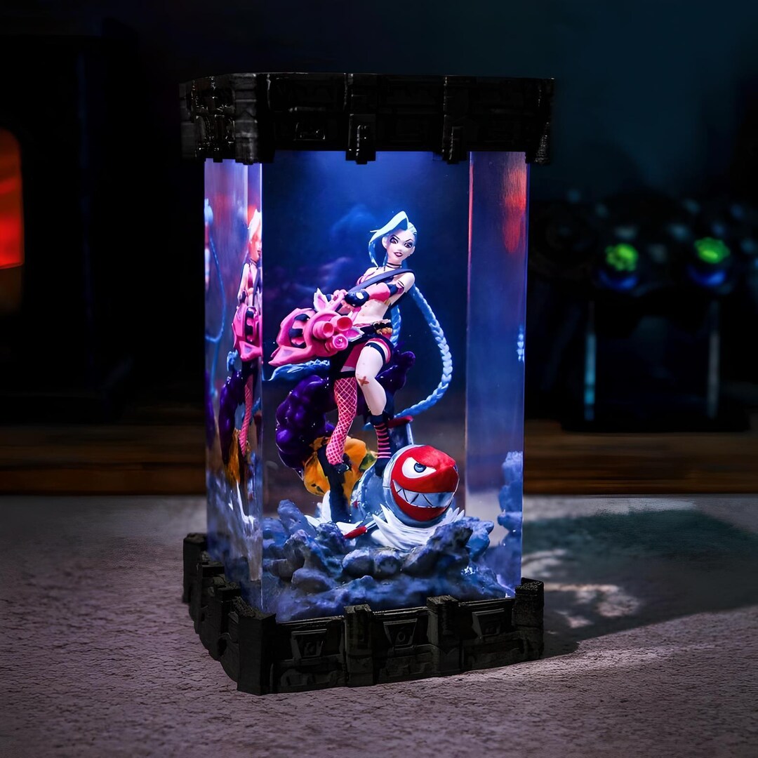 Jinx Arcane Epoxy Lamp: LOL Gamer Night Light, Custom Decor - Etsy