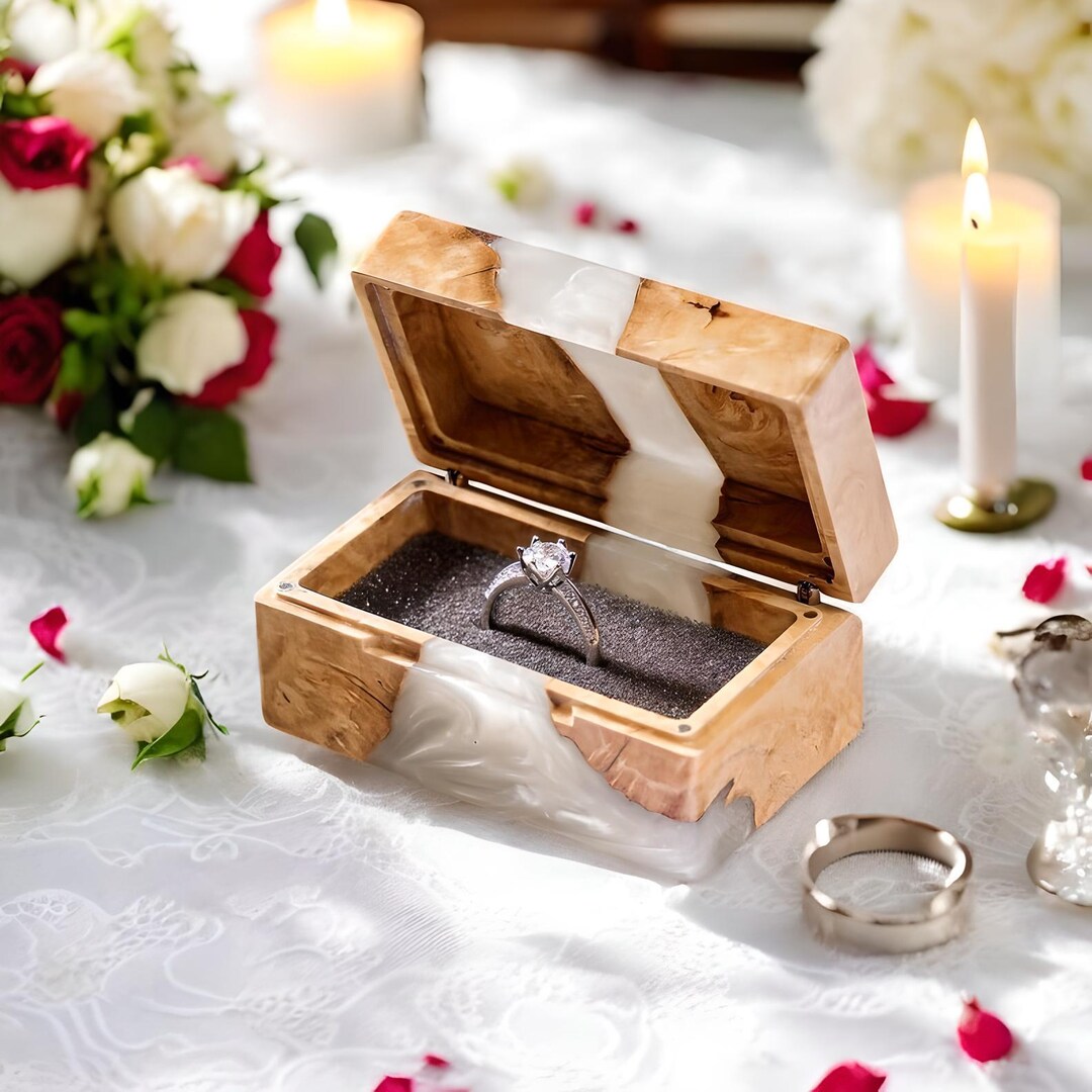 Handmade Wooden Resin Ring Box: Engagement, Wedding, Proposal - Etsy